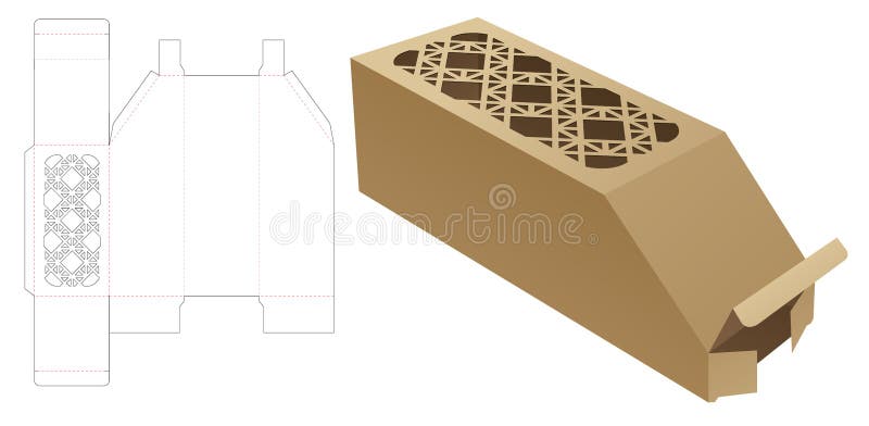 Angle Long Box with Stenciled Geometric Pattern Die Cut Template and 3D ...