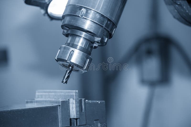 The Angle Milling Process the Metal Plate Part by Flat End Mill Tool ...