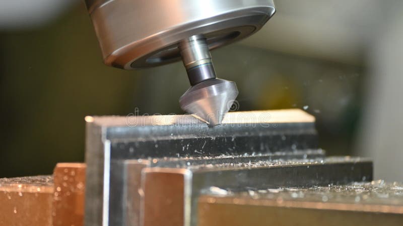 The Angle Milling Process on NC Milling Machine with Chamfer Tool Stock ...