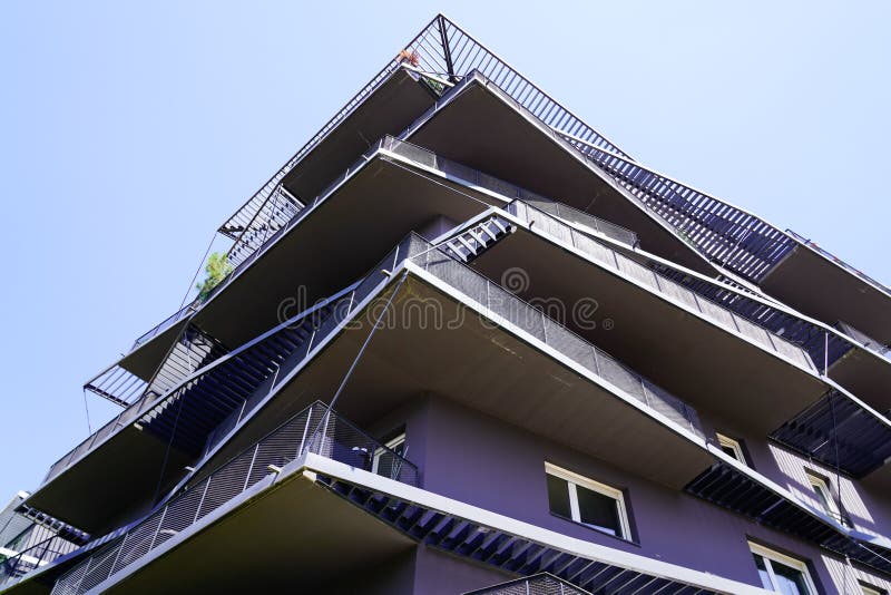 Angle Modern Facade Building with Balcony Design Terrace Lookup To ...