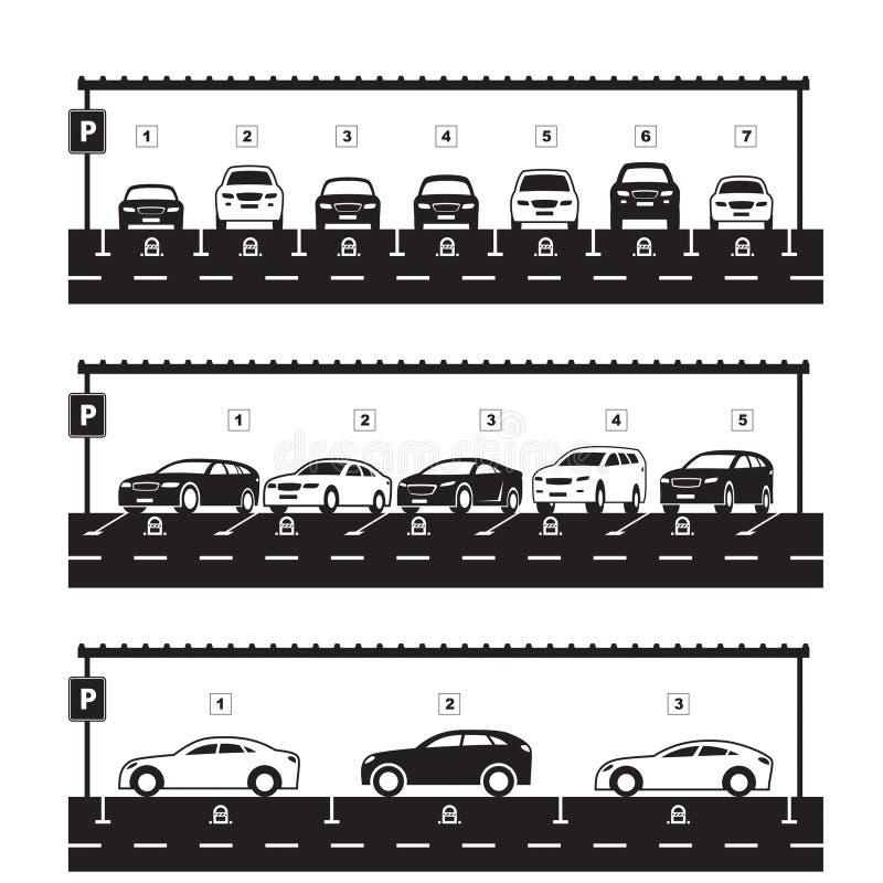 Angle, Parallel and Perpendicular Car Parking Stock Illustration ...