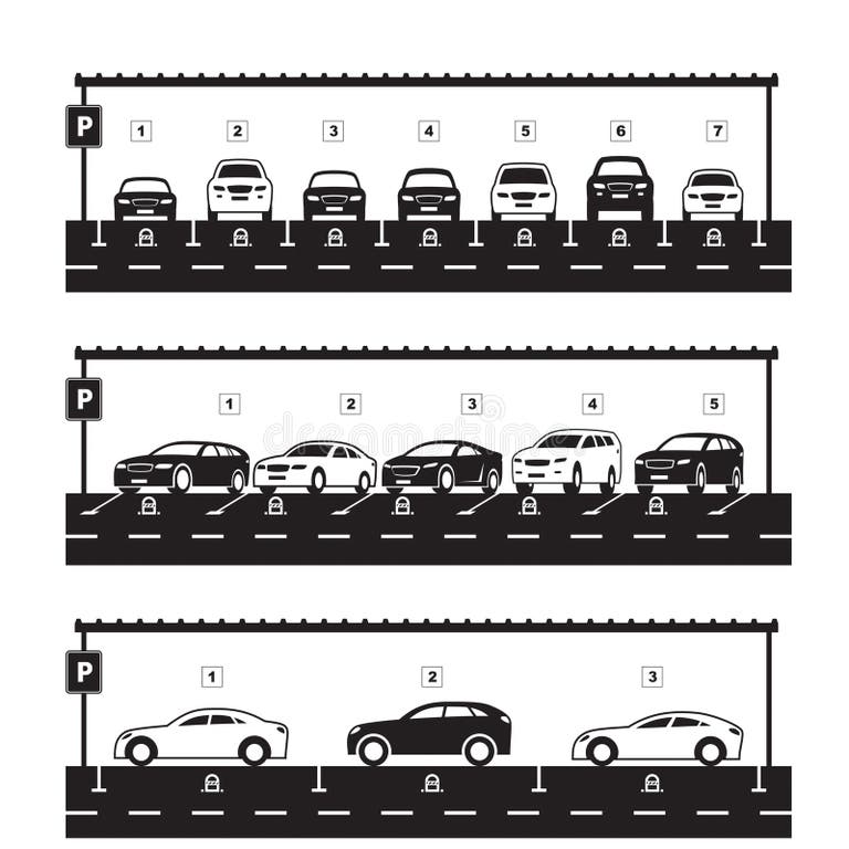 Angle, Parallel and Perpendicular Car Parking Stock Illustration ...