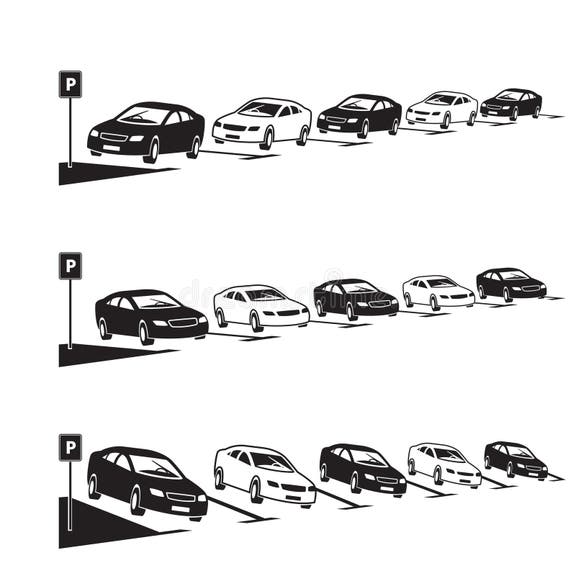 Angle, Parallel and Perpendicular Car Parking Spaces Stock Illustration ...