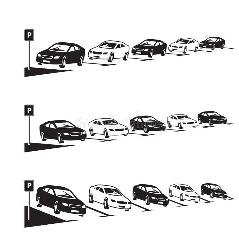 Angle, Parallel and Perpendicular Car Parking Spaces Stock Illustration ...