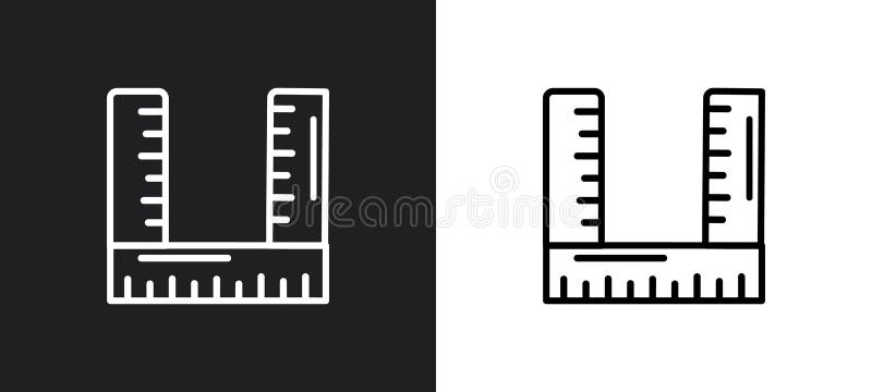 Angle Ruler Outline Icon in White and Black Colors. Angle Ruler Flat ...