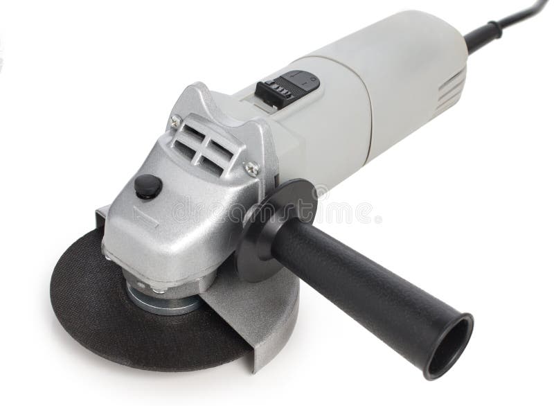 Angle Sander Machine Tool with Abrasive Disc Isolated on White ...