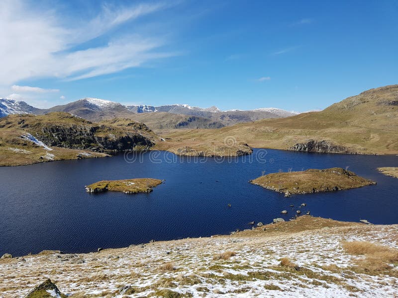 Angle Tarn To Helvellyn Beyond Stock Image - Image of water, brothers ...