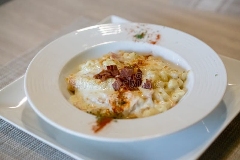 Angle Top View of Full Dish Macaroni and Cheese. Stock Photo - Image of ...