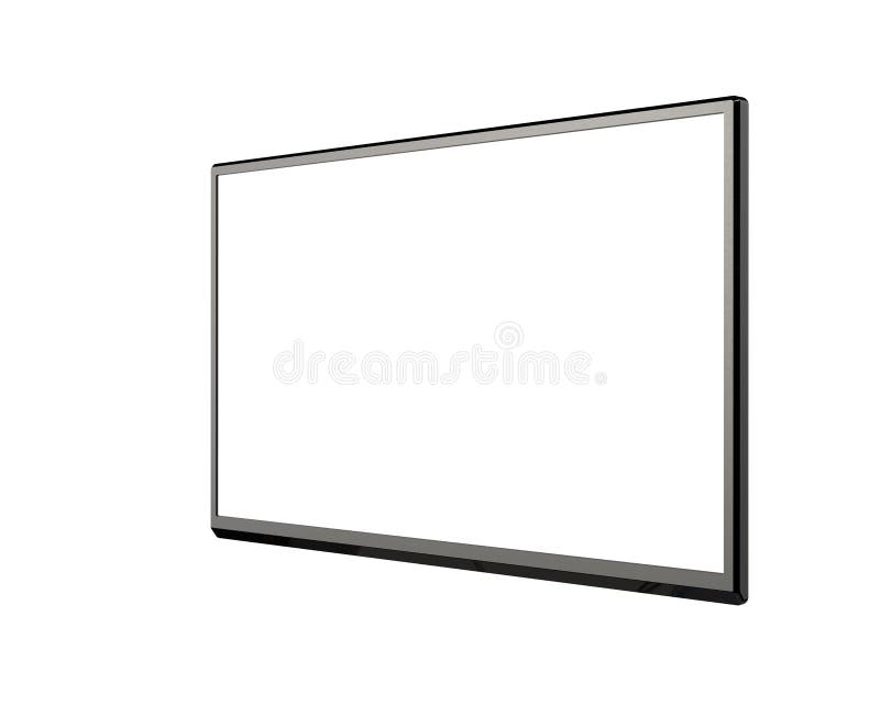 Angle View of Blank LCD, LCM, LED or TFT TV Panel with Metallic Surface ...