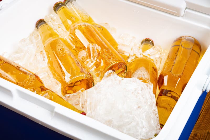 Bottles of Beer in a Case with Ice Stock Photo - Image of beverage ...