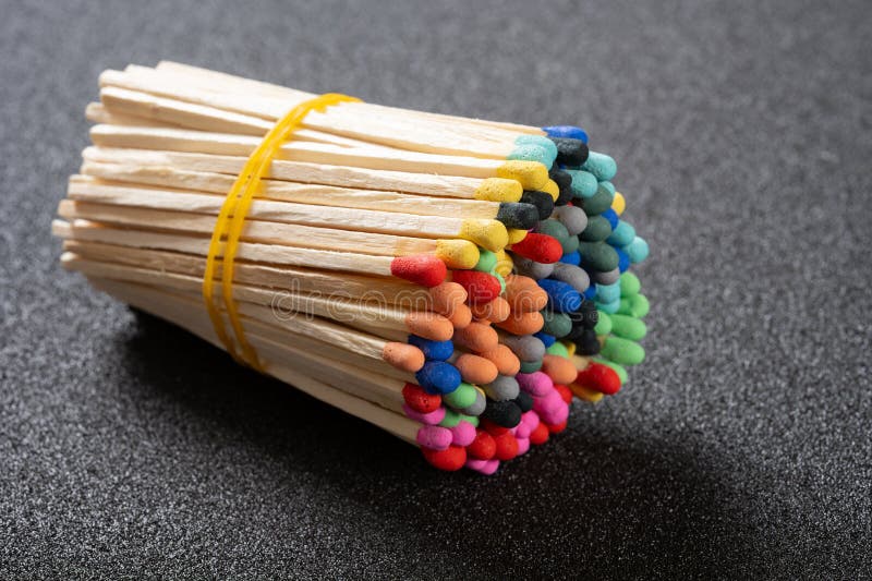 Angle View Bunch of Colorful Matchsticks Horizontal Composition Stock ...