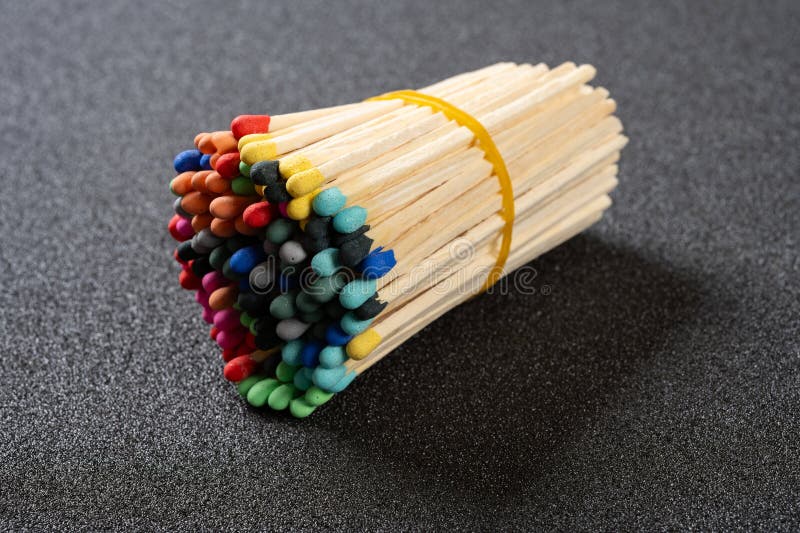 Angle View Bunch of Colorful Matchsticks Horizontal Composition Stock ...