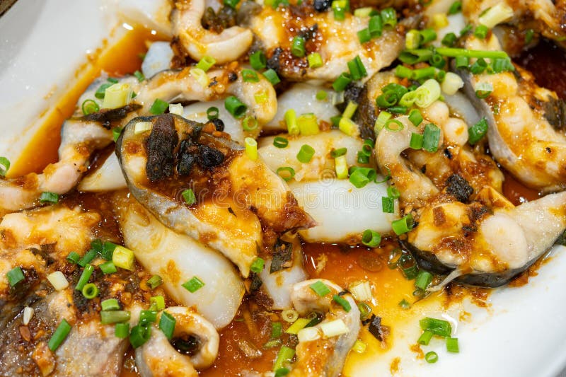 Fresh Steamed Fish Slices on a Dish Stock Image - Image of protein ...