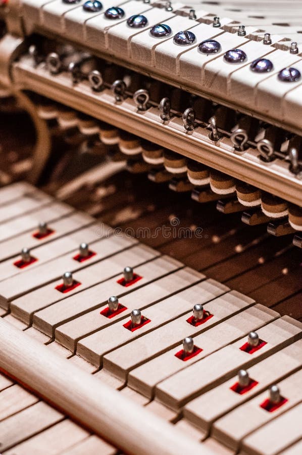 Angle View at Grand Piano Keyboard Inside Hammers and Strings ...