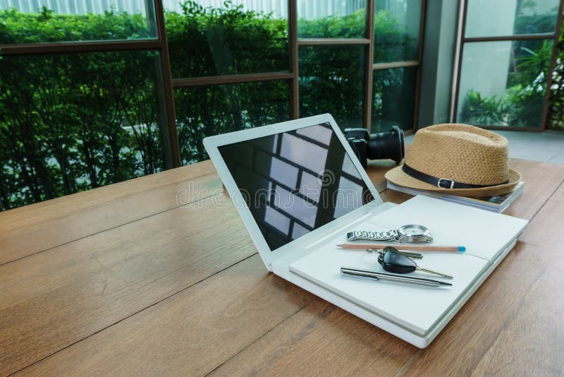 Angle View at Laptop and Working Accessory Stock Photo - Image of ...