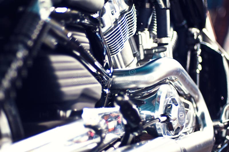 Angle View of a Motorcycle Engine Stock Photo - Image of iron ...