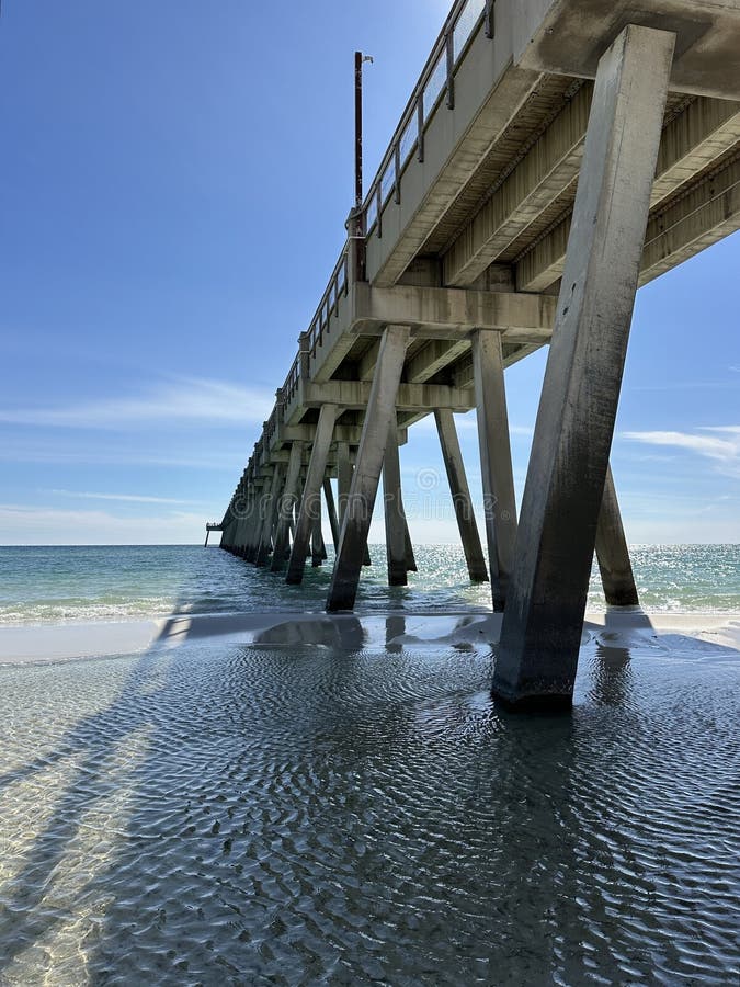 Angle View of the Navarre Beach Florida Pier Stock Photo - Image of ...