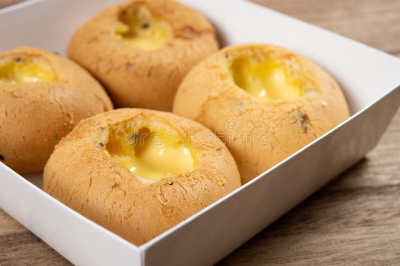 Puff Pudding Sweet Snacks at Horizontal Composition Stock Image - Image ...