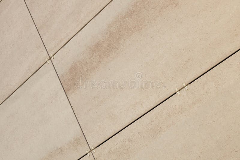 Angle View of Rectangular Concrete Beige Tiles on Wall Stock Image ...