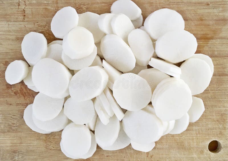 Angle View of Sliced White Radish on Butcher Stock Photo - Image of ...