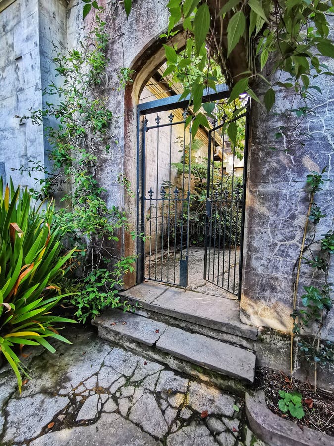 An Angle View on a Steel Gate at the Building Entrance Stock Photo ...