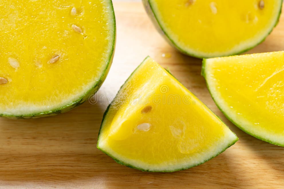 Yellow Color Fresh Watermelon Stock Photo - Image of juicy, vegetarian ...