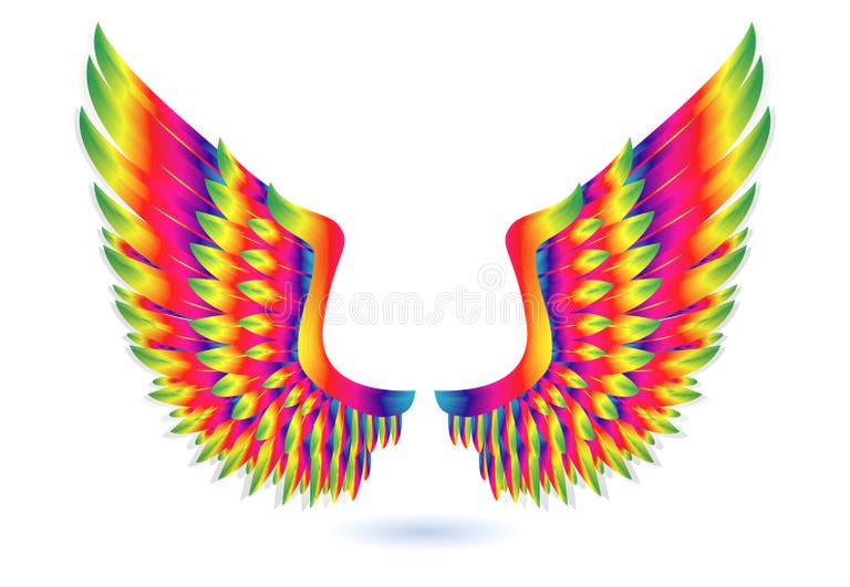 Realistic Fantasy White Angle Wings. 3D Render.. Stock Illustration ...