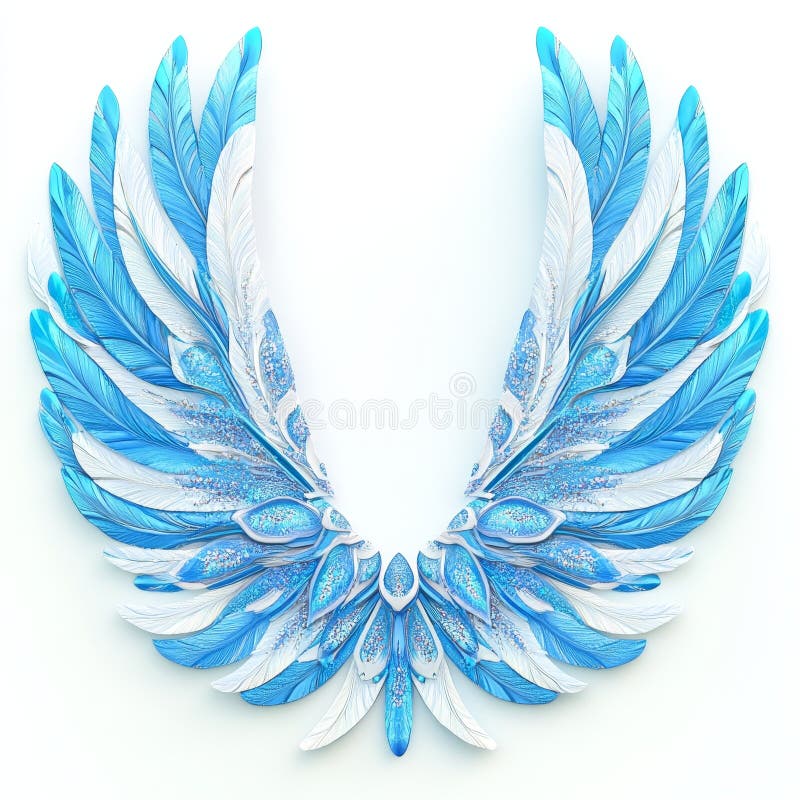 An Angle Wing with a Blue Angelic Halo Isolated on a Transparent ...