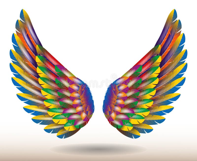 Realistic Rainbow Angel Wings Isolated - 3d Illustration. Stock ...