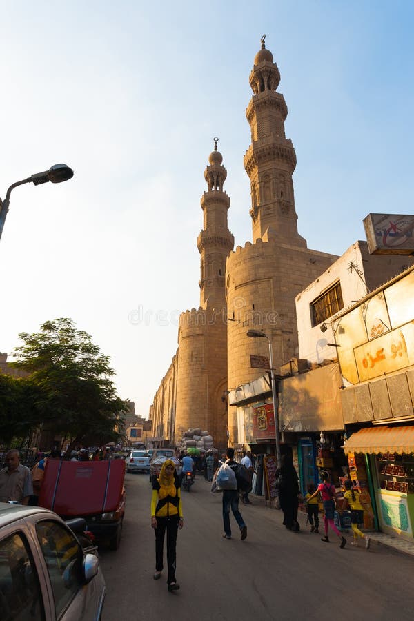 Angled Bab Zuweila Old Cairo Gate Editorial Stock Image - Image of ...