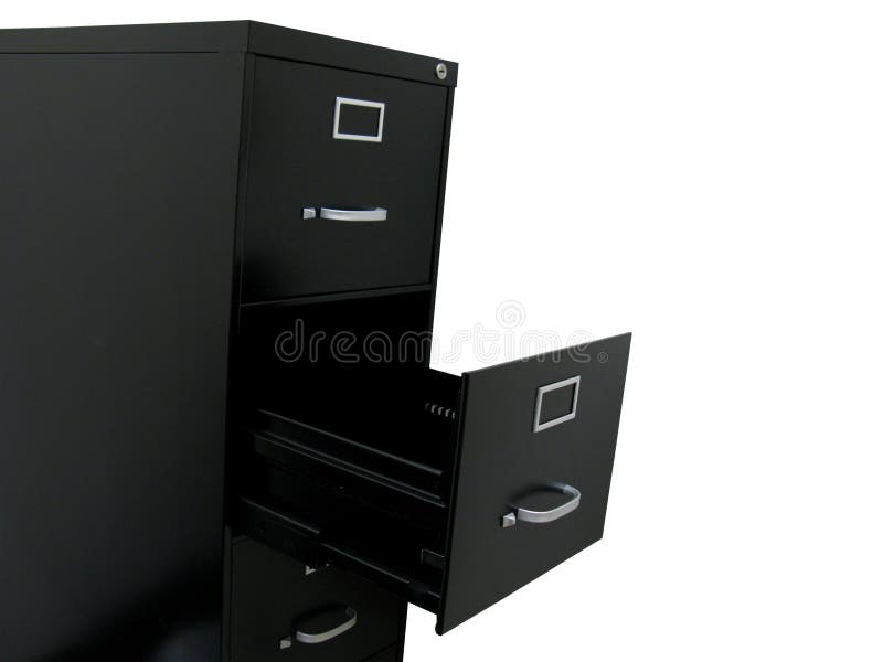 Angled Black Filing Cabinet Wi Stock Image - Image of profile, filing ...