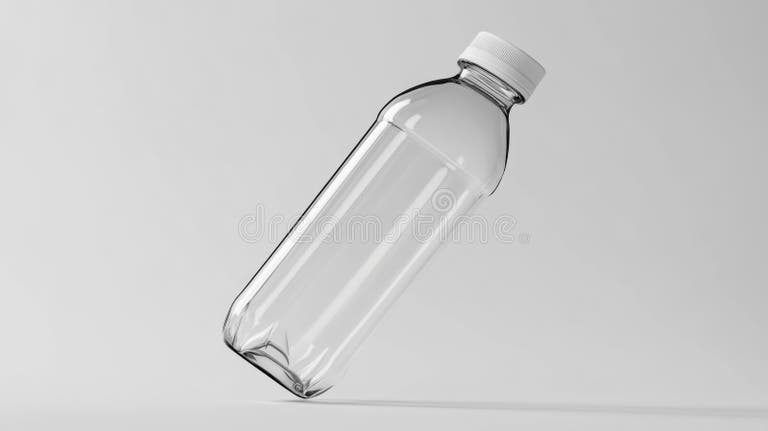 Angled Clear Plastic Bottle with White Cap on a Light Background with ...