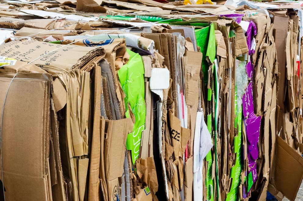 Angled Edge View of Cardboard Box Bundles Stock Photo - Image of ...