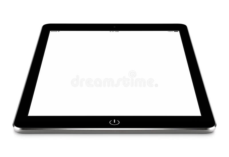 Front View of Black Tablet Computer with Blank Screen Mockup Stock ...