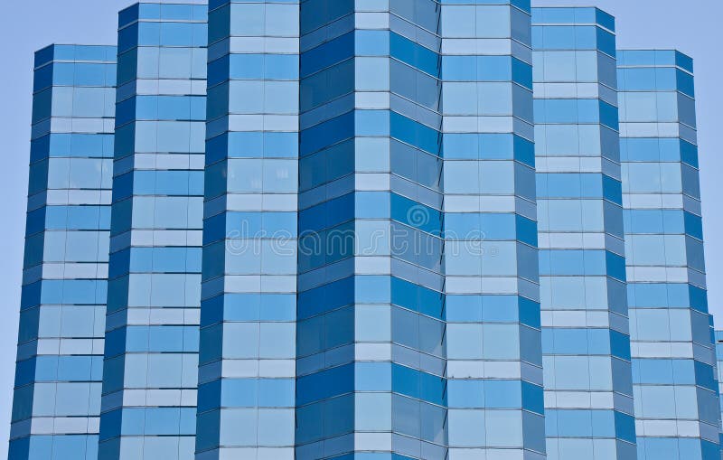Angled Glass Building of Blue and Grey Stripes Stock Image - Image of ...