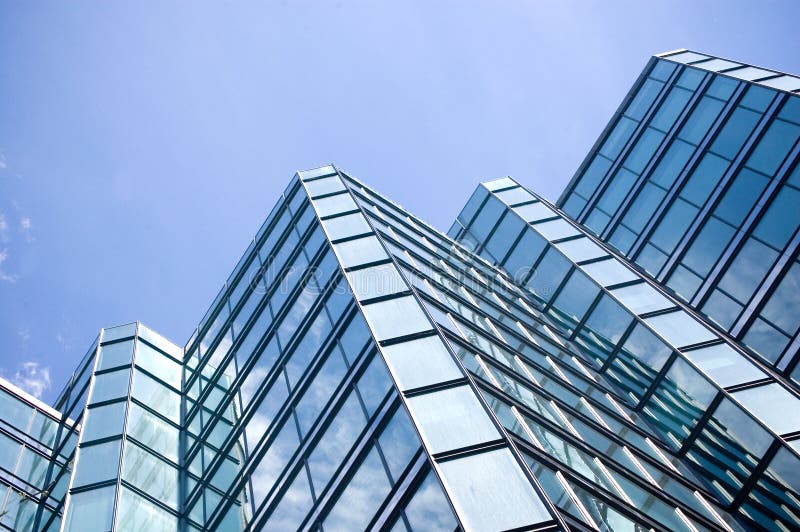 Angled Glass Office Building Stock Image - Image of angular, background ...