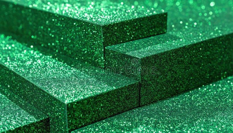 Angled Green Glitter Podium Steps Product Display Stock Image - Image ...