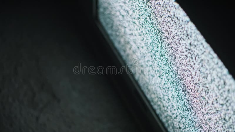 Angled Macro Shot of Flickering TV Screen Static Distortion Stock ...