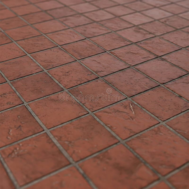 Angled Perspective of a Floor with Square Reddish-brown Tiles Stock ...