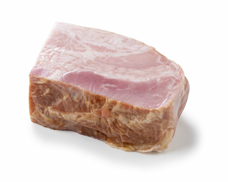 Block Of Bacon Smoked Pork With Its Meat And Fat Lines On A Whit Stock ...