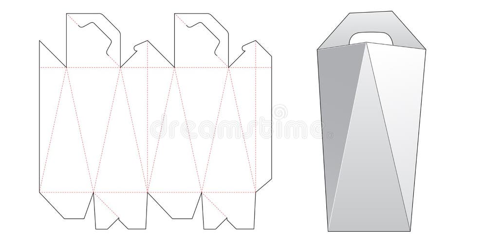 Angled Side Box with Handle Die Cut Template Design Stock Vector ...