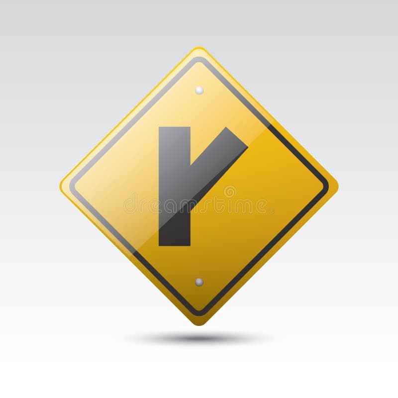 Angled Side Road Right Sign. Vector Illustration Decorative Design ...