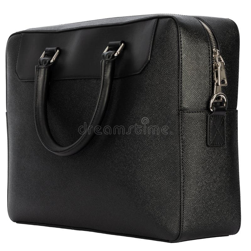 Angled Side View of Black Leather Briefcase Stock Photo - Image of ...