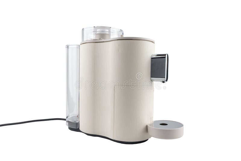 Angled Side View of a Sleek Countertop Coffee Machine with Chrome ...