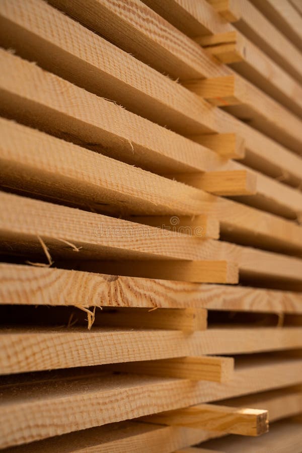 Angled Side View of Timber Stack Showing Textured Plank Edges Stock ...