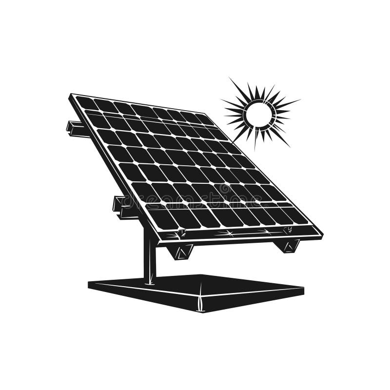 Angled Solar Panel with Sun. Vector Icon Design Stock Illustration ...