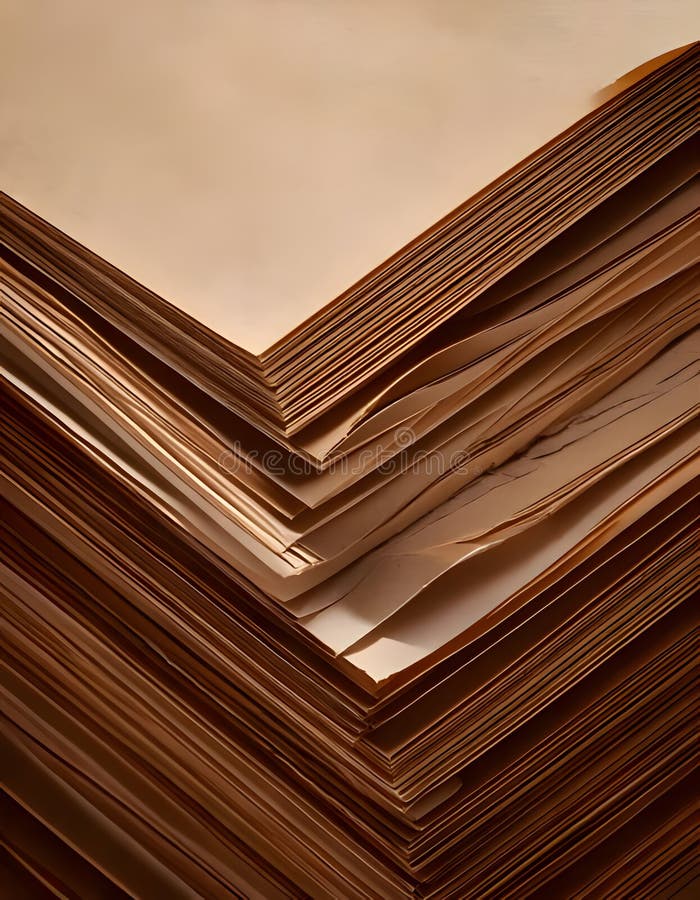 Angled Stack of Paper Sheets, Creating a Dynamic V-shape with Visible ...