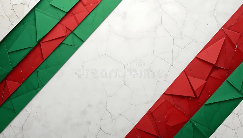 Angled Stripes of Red and Green Triangles on a Textured White ...