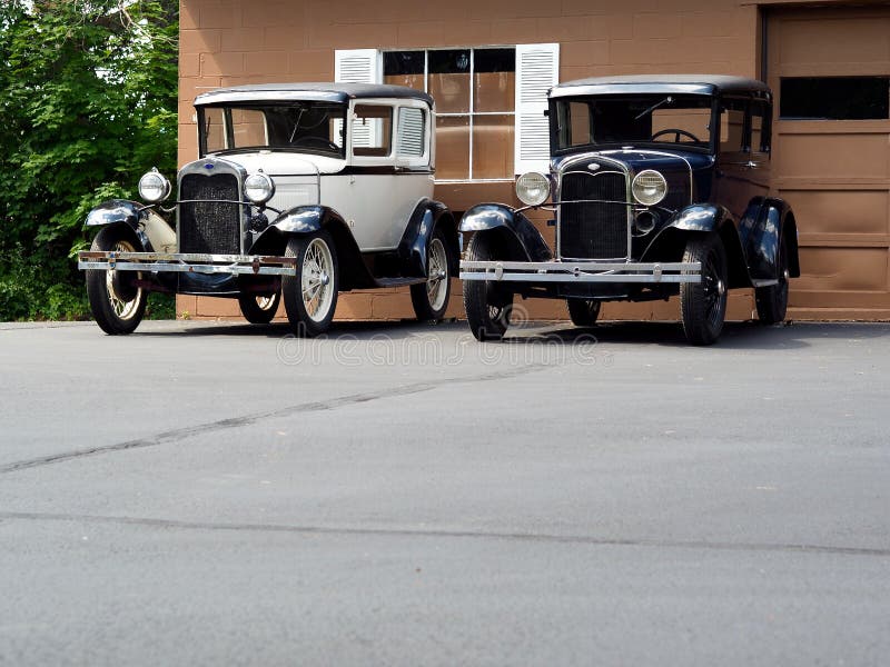 Angled View of Classic Sedans Stock Image - Image of motor, collector ...