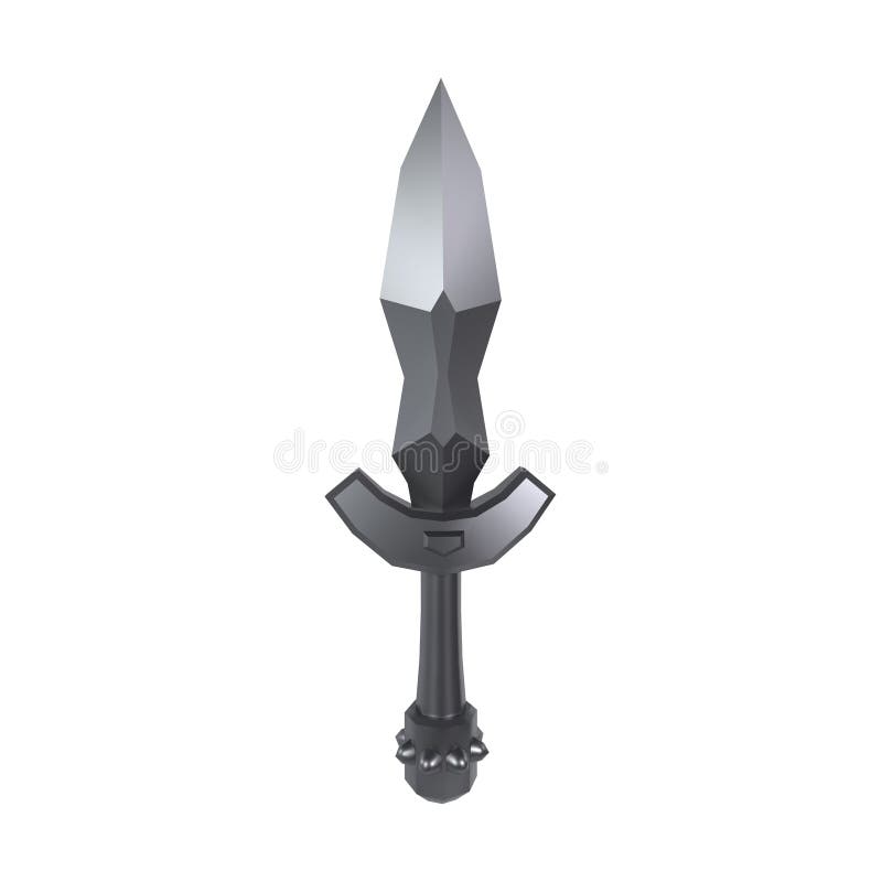 Angled View of a 3D Rendered Black Sword on a White Background Stock ...
